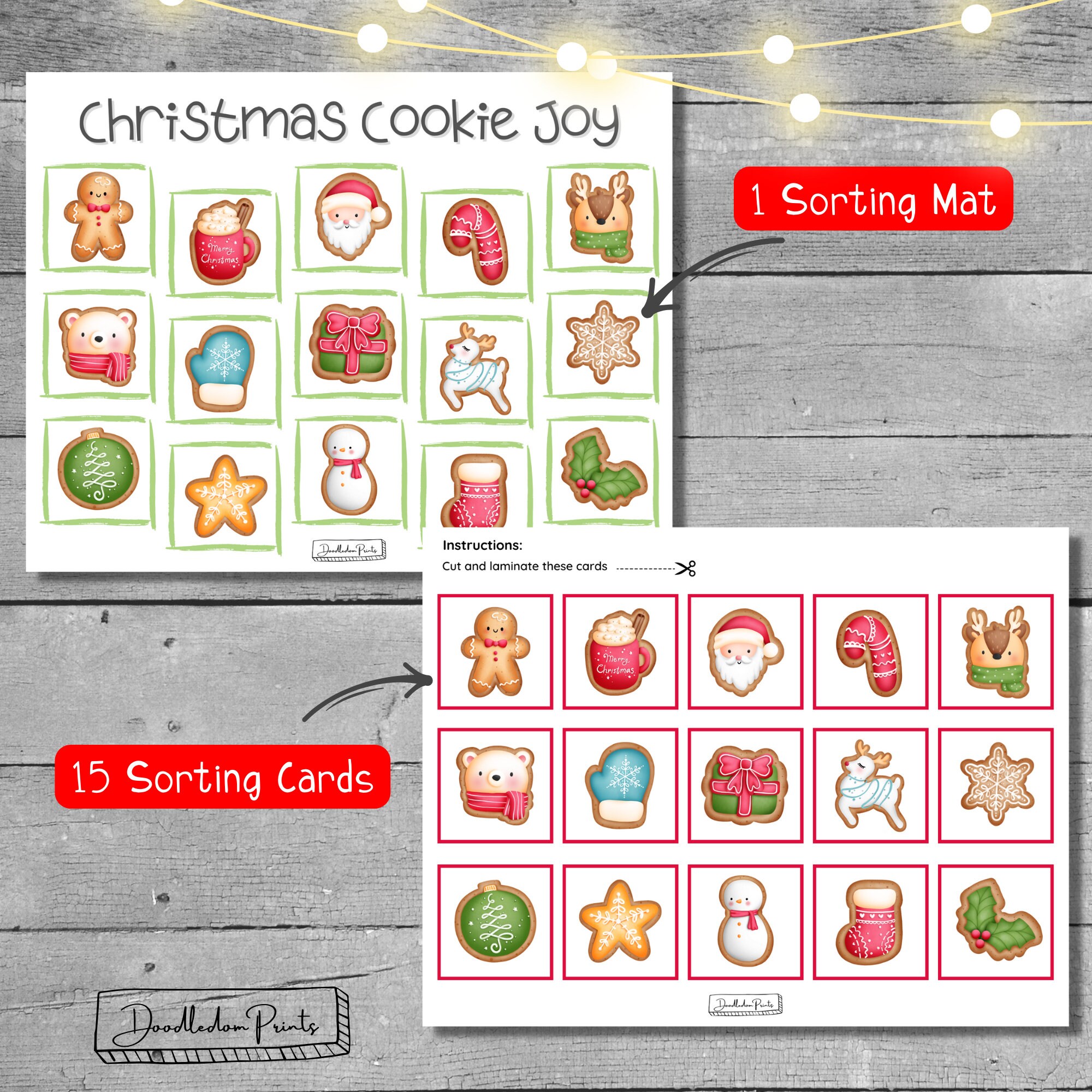 Christmas Cookie Matching Game, Printable Christmas Busy Book Activity ...