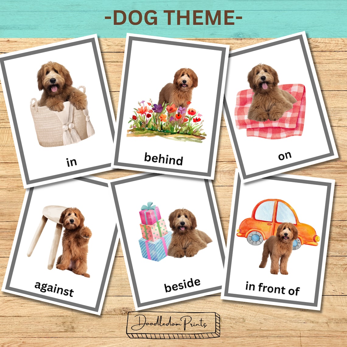 Preposition Flashcards Dog Unit Study Preschool Printable Activity ...