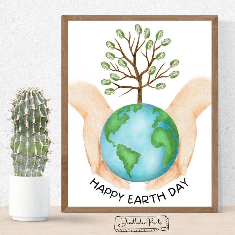 Earth Day Handprint Art, Preschool Earth Day Thumbprint Tree Craft ...