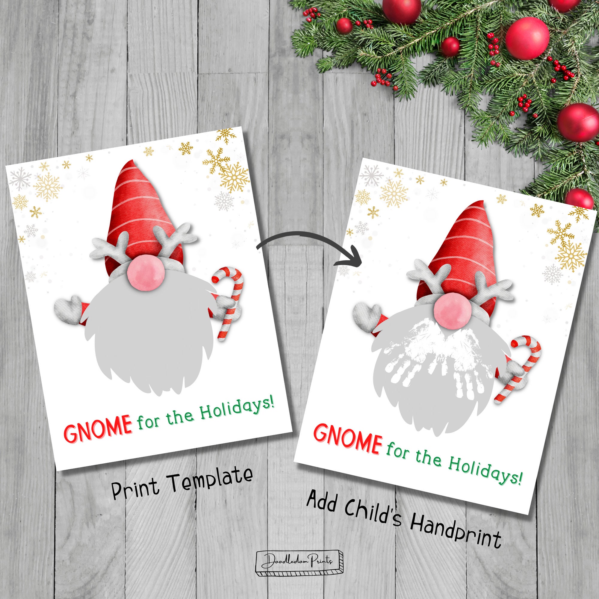 Christmas Gnome Handprint Template, Christmas Printable Handprint Craft ...