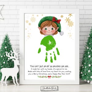 Elf Handprint Art, Printable Christmas Keepsake Craft, DIY Xmas Gift ...