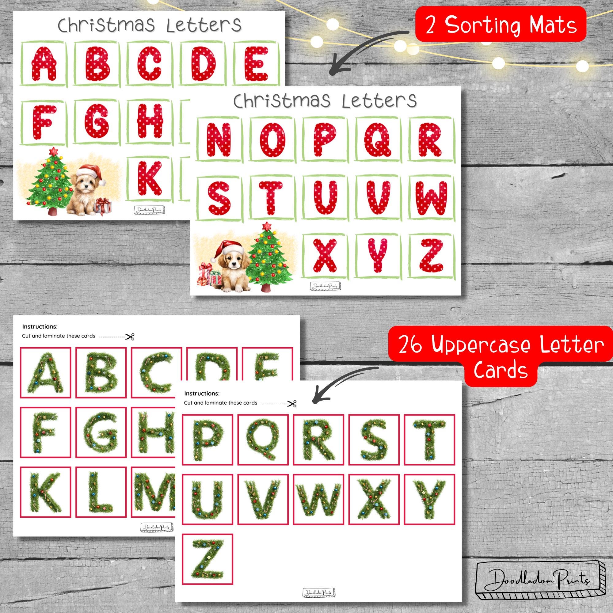 Christmas Alphabet Matching Printable Activity Toddler Preschooler Kids ...