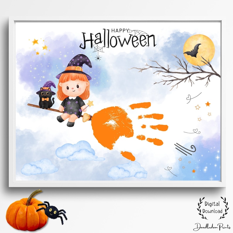 Happy Halloween Handprint Art, Halloween Witch Handprint Craft ...