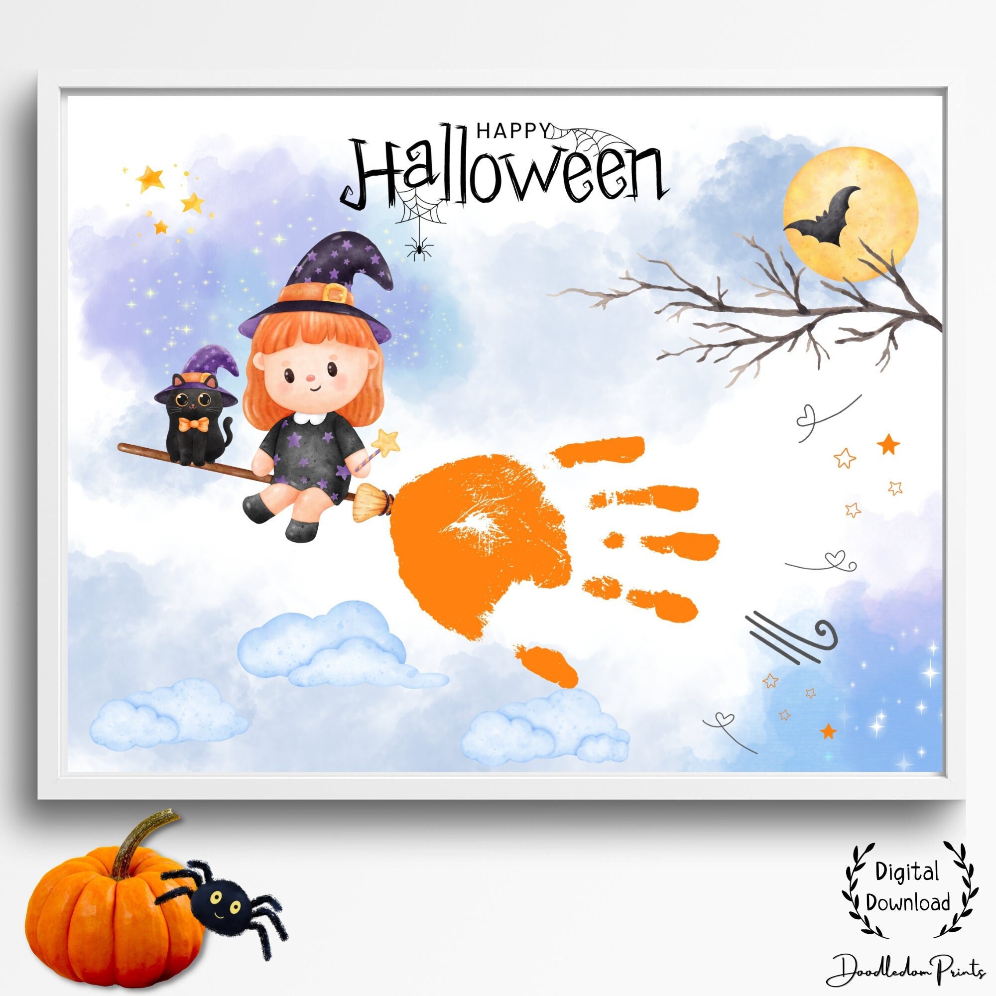Happy Halloween Handprint Art, Halloween Witch Handprint Craft ...