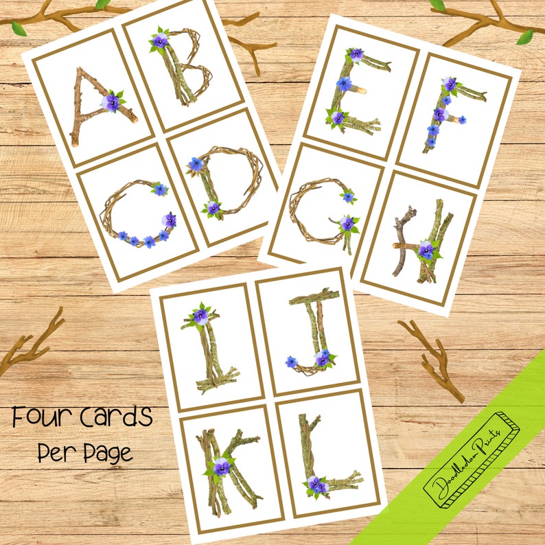 Nature Alphabet With Twigs Preschool Flashcards, Nature Tree Theme ...