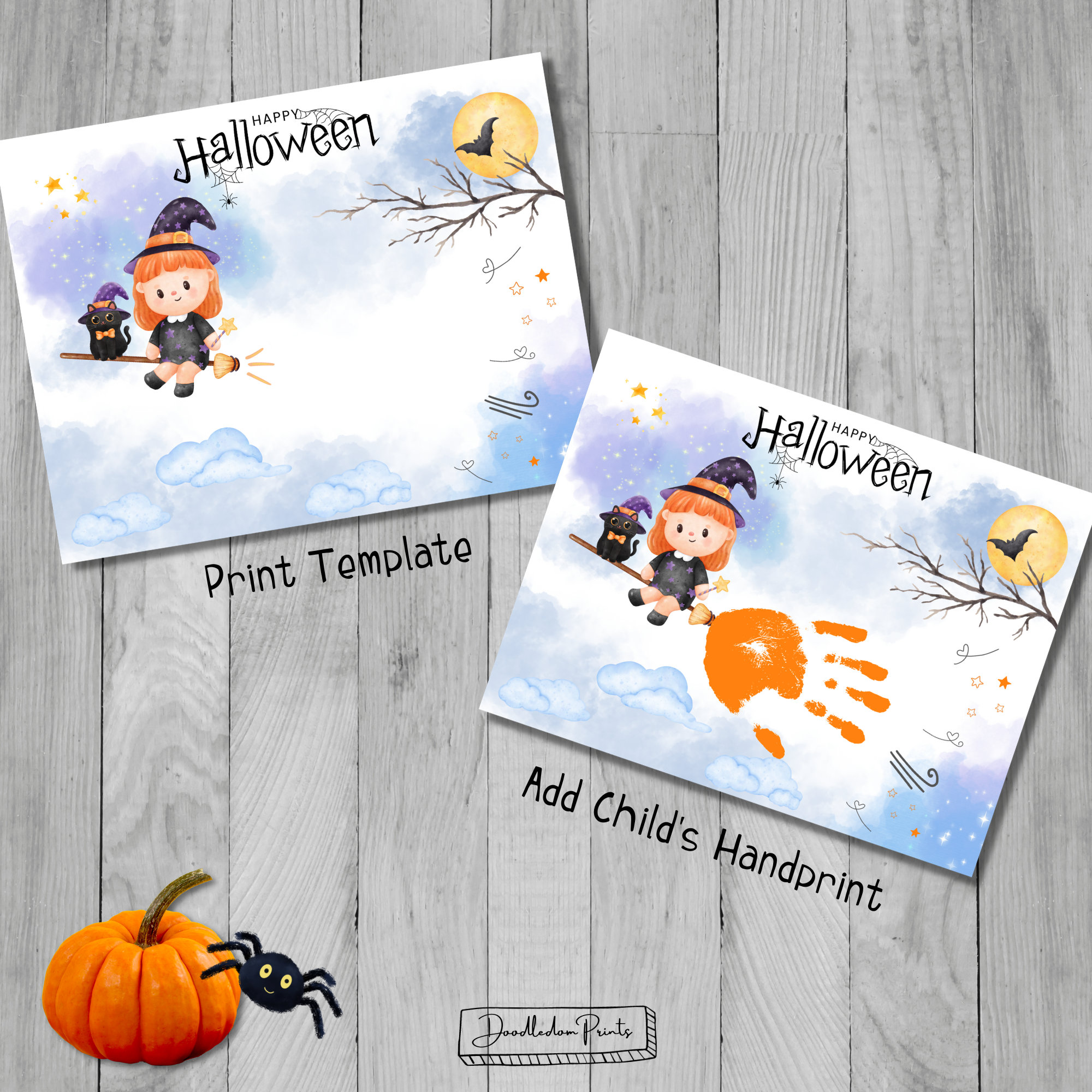 Happy Halloween Handprint Art, Halloween Witch Handprint Craft ...
