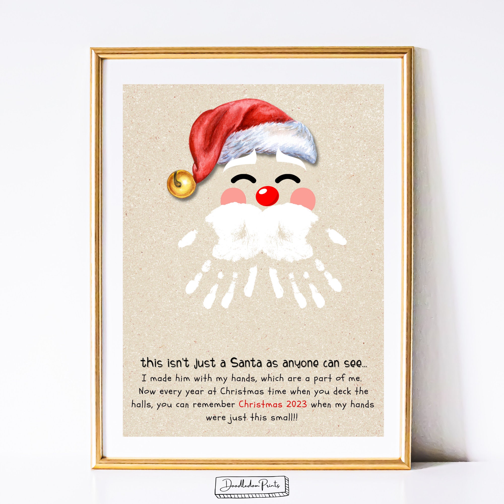 Santa Handprint Art Craft, Baby Toddler Kids DIY Printable Christmas ...