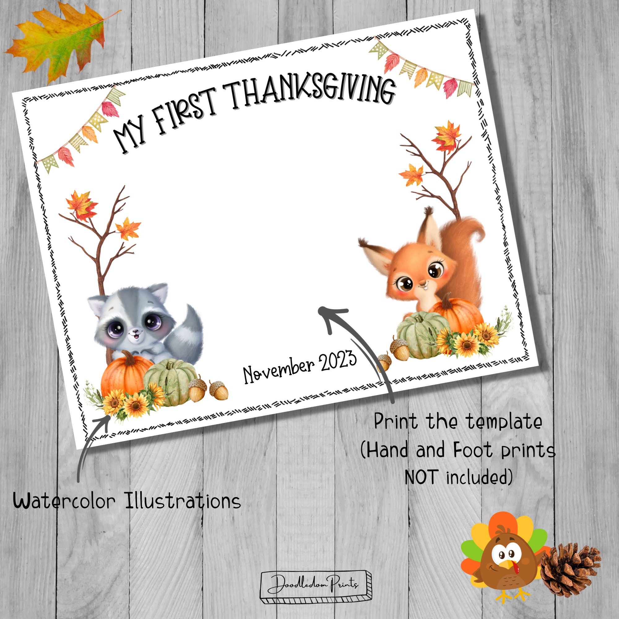 Thanksgiving Baby Handprint Keepsake Art, My First Thanksgiving ...