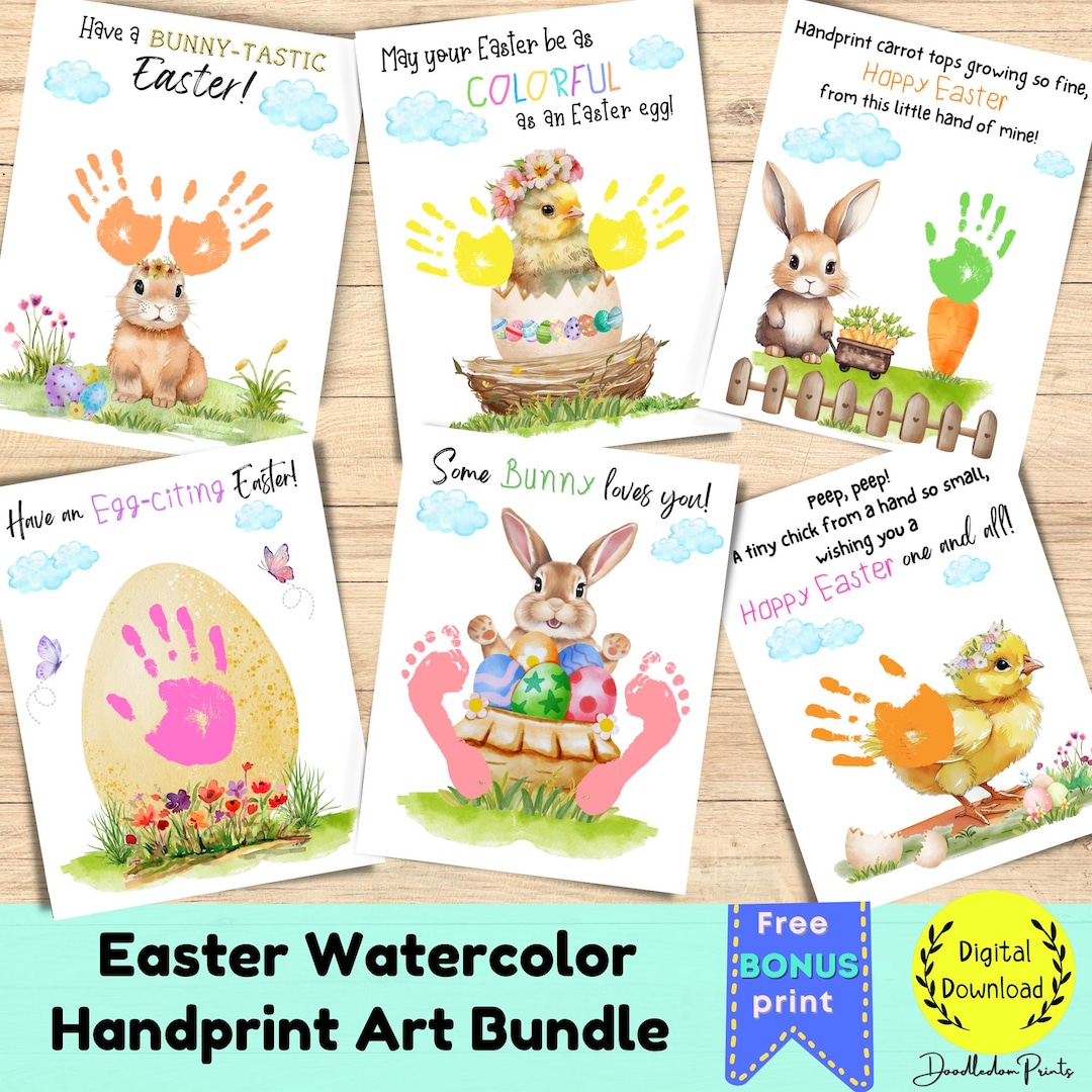 Easter Handprint Footprint Craft Bundle, Easter Handprint Art ...