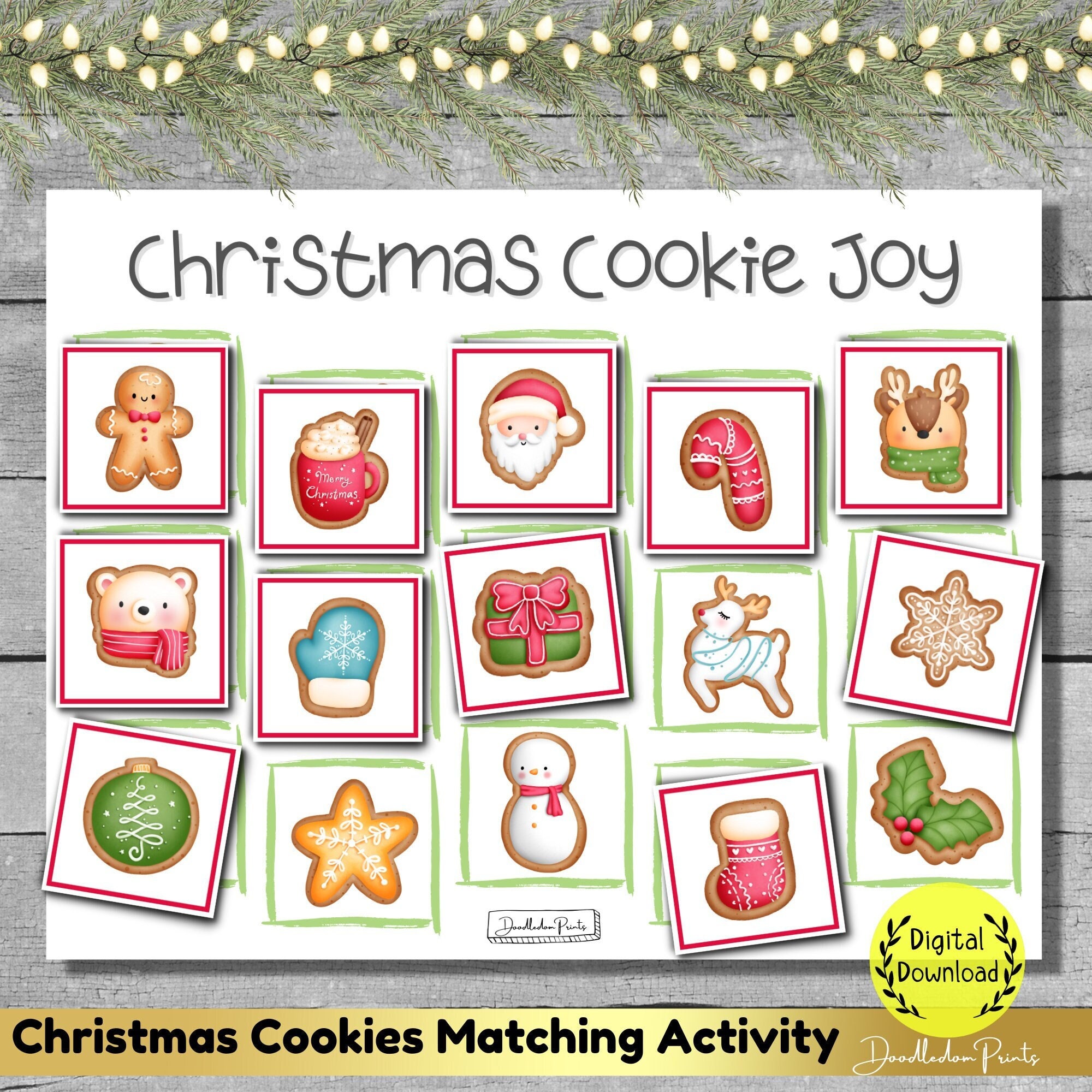 Christmas Cookie Matching Game, Printable Christmas Busy Book Activity ...