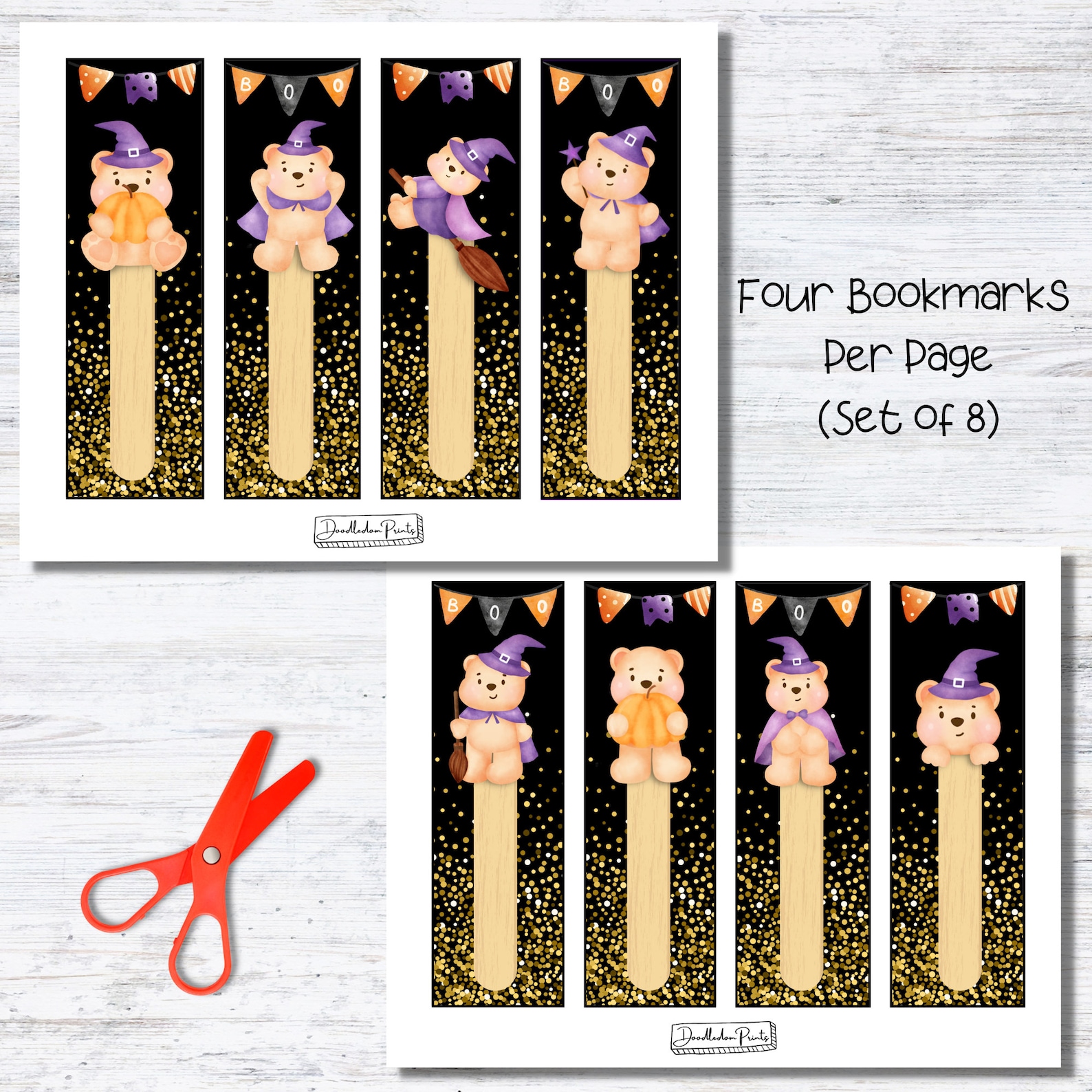 Printable Halloween Teddy Bear Bookmarks for Kids, PDF Instant Download ...