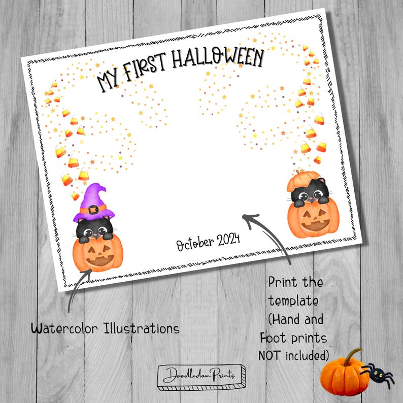 Halloween Baby Craft Template, Printable DIY Halloween Keepsake Card ...