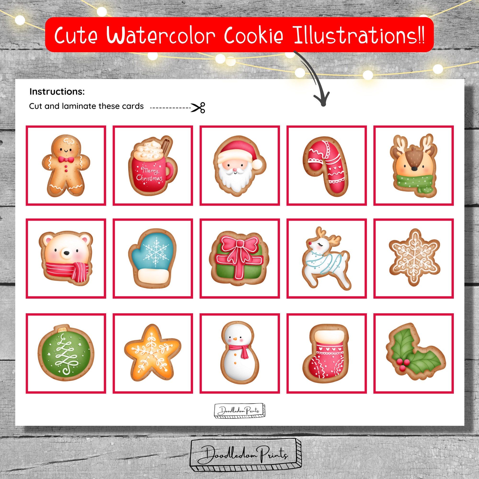 Christmas Cookie Matching Game, Printable Christmas Busy Book Activity ...