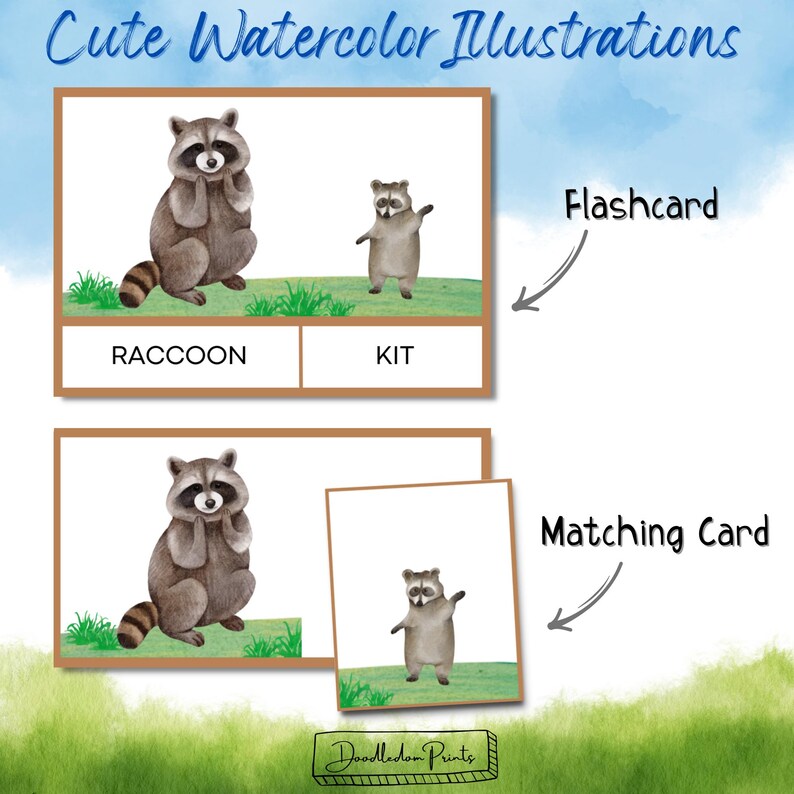 Mother and Baby Woodland Animal Flash Cards, Fall Theme Toddler ...