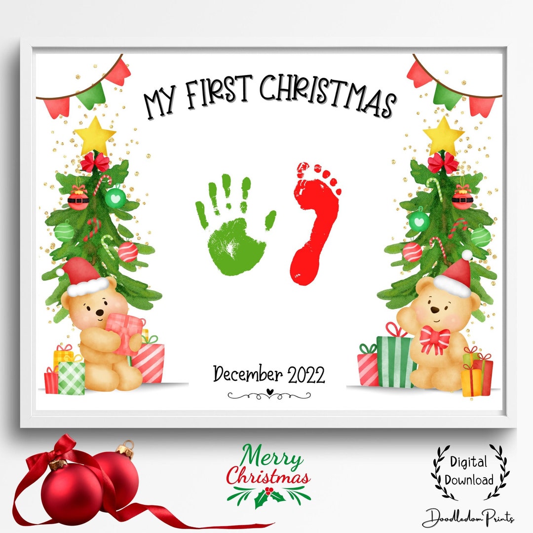 Baby's First Christmas Hand and Footprint, DIY Christmas Gift, Baby ...