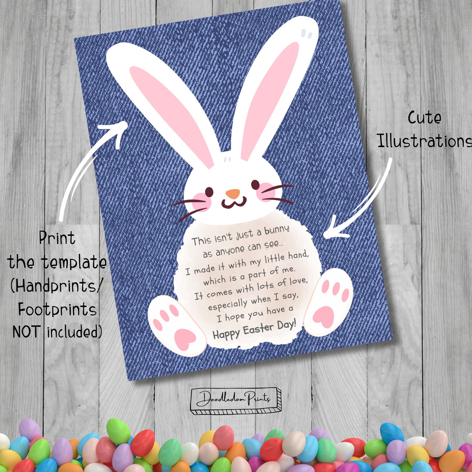 Easter Bunny Handprint Art, Printable Easter Handprint Poem Template ...