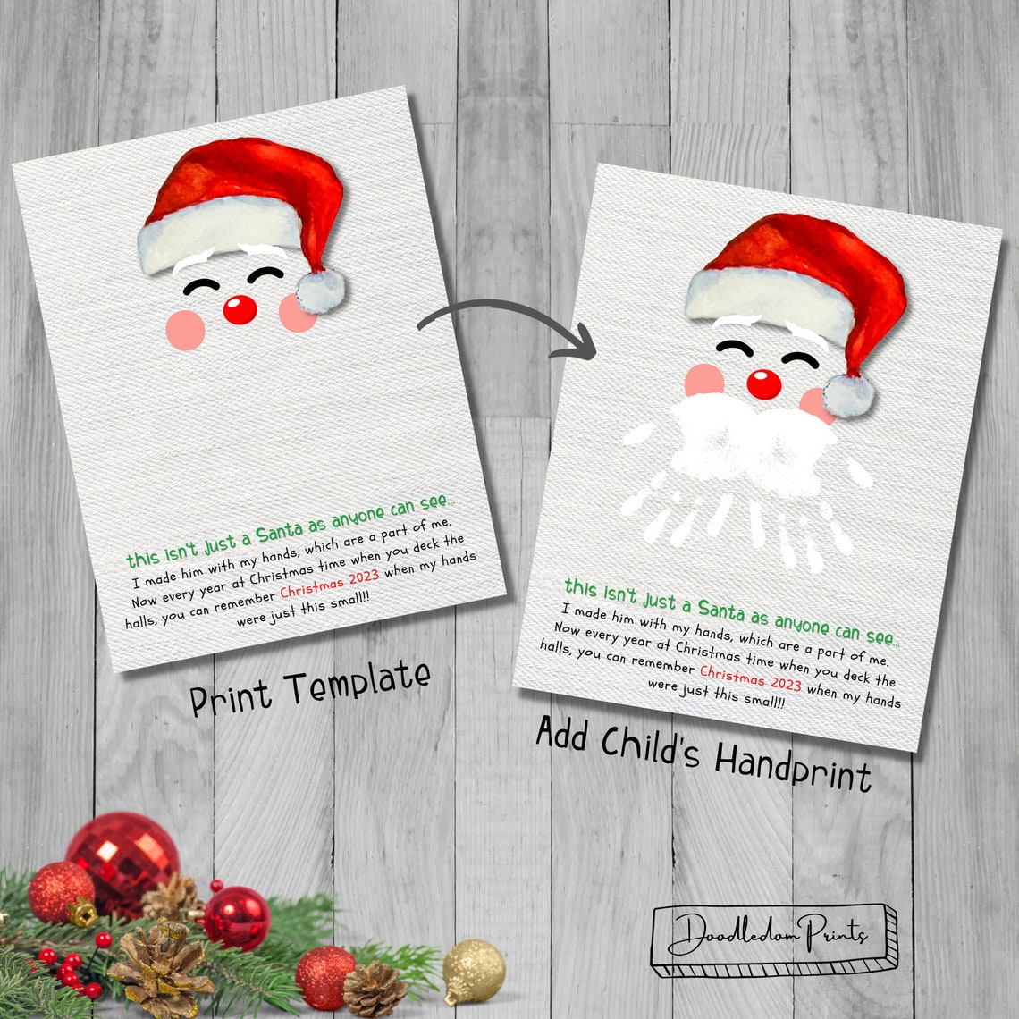 Santa Claus Handprint Craft, Father Christmas Beard, Baby Toddler Kids ...