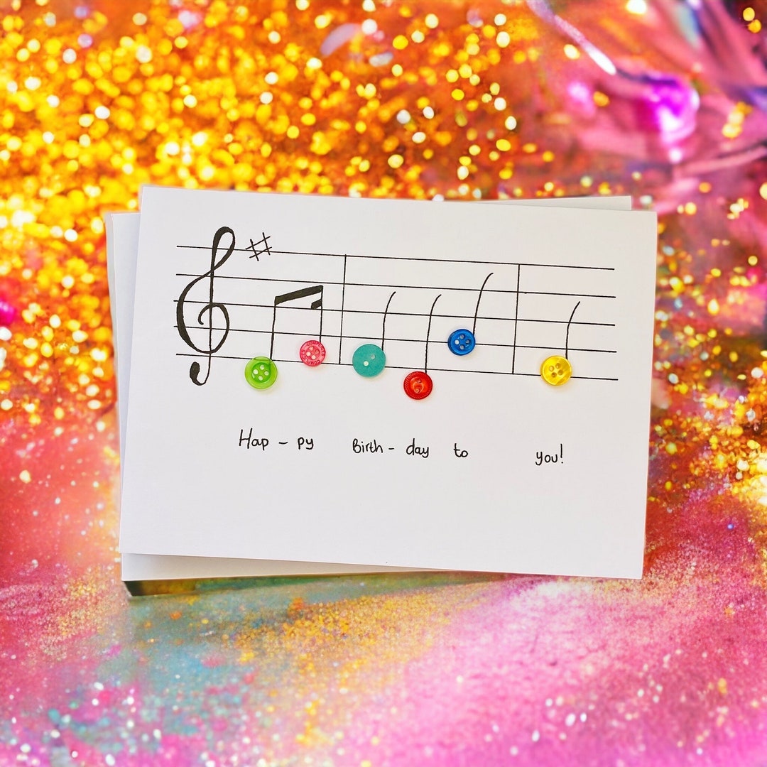 Happy Birthday Musical Note Buttons Card - Etsy UK