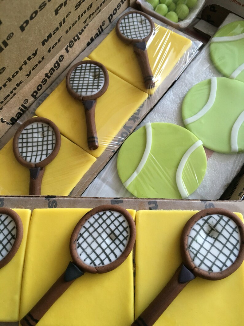 Tennis Handmade Edible Fondant Cupcake Toppers Made by - Etsy