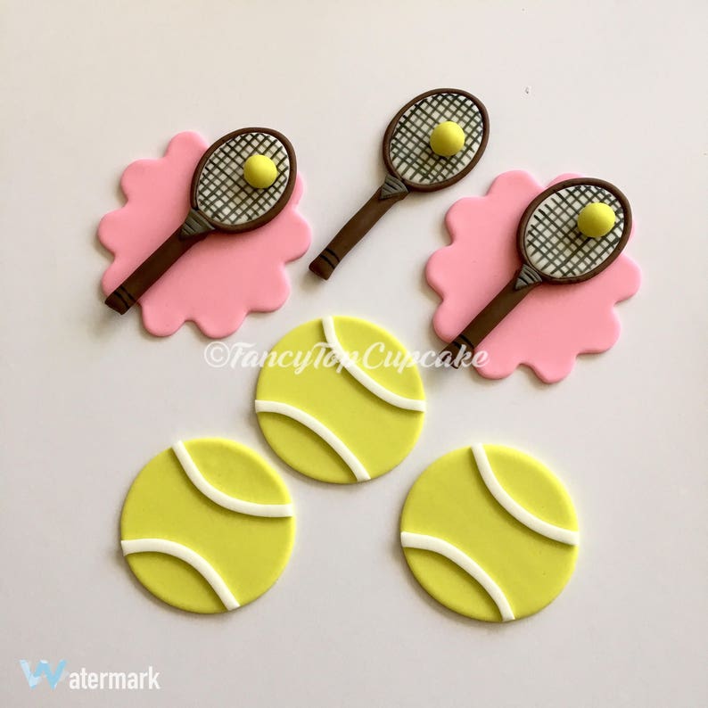 Tennis Handmade Edible Fondant Cupcake Toppers Made by - Etsy