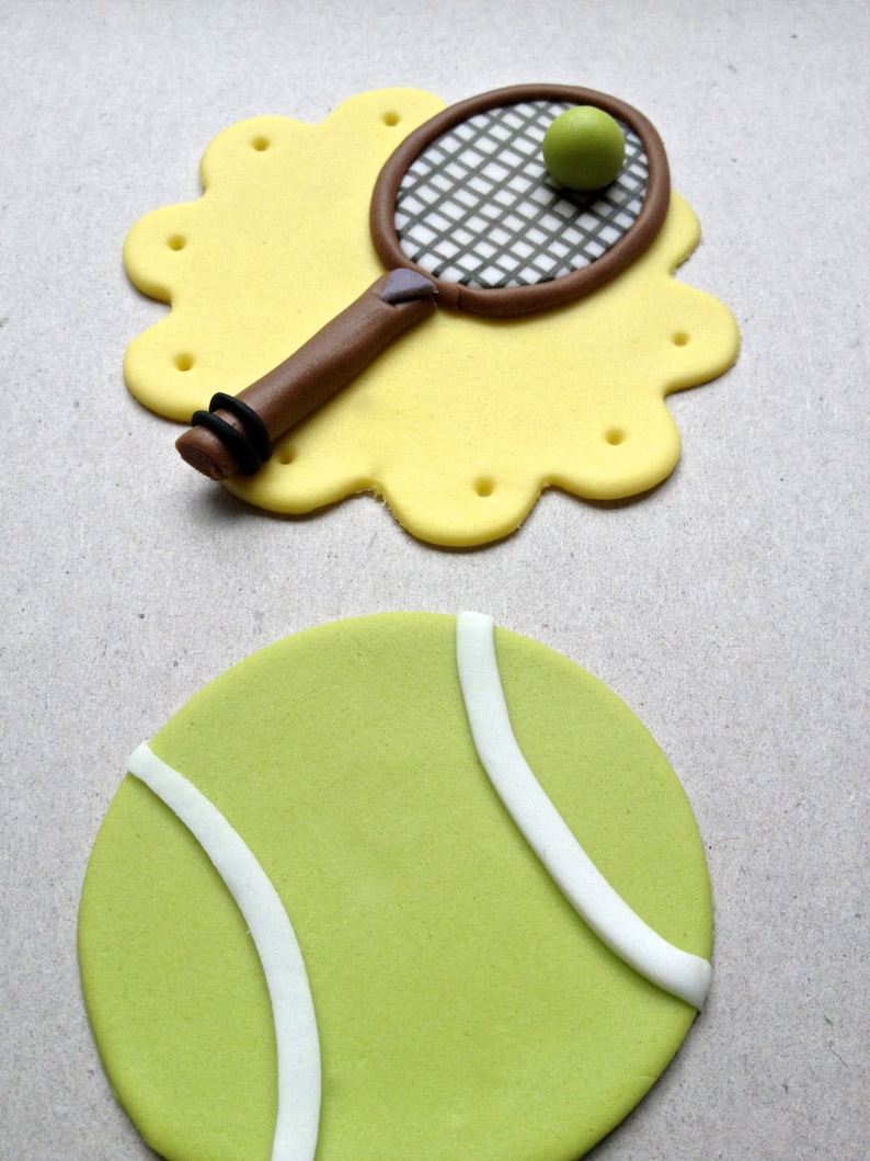 Tennis Handmade Edible Fondant Cupcake Toppers Made by - Etsy