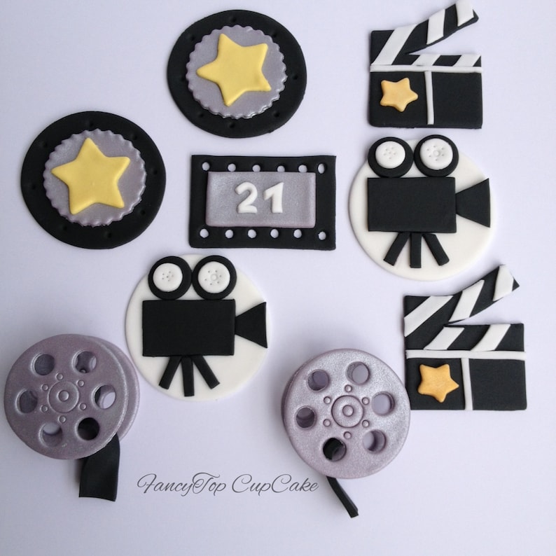 Hollywood Set Handmade Edible Fondant Cupcake Toppers Made by Fancytop ...