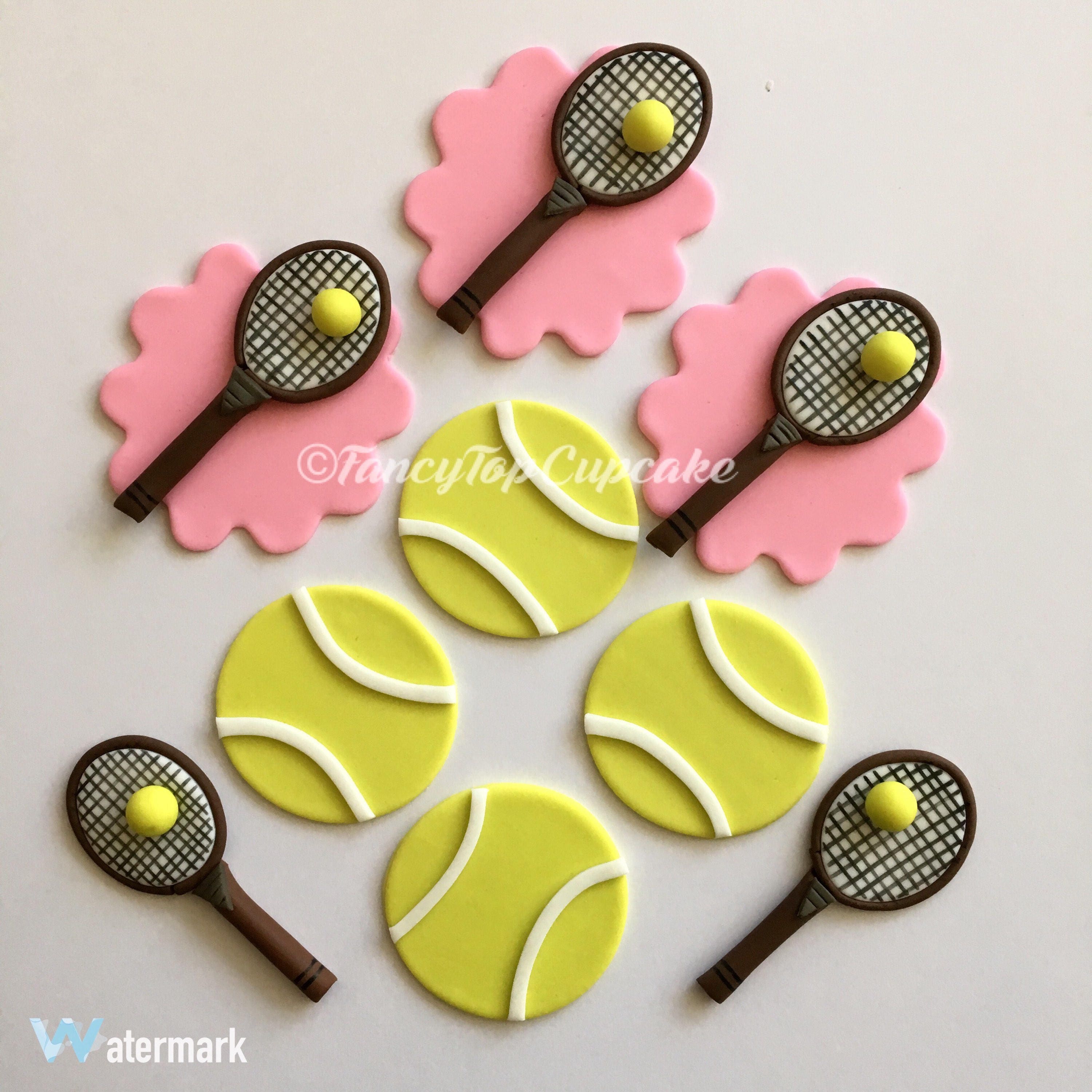 Tennis handmade edible fondant cupcake toppers made by | Etsy