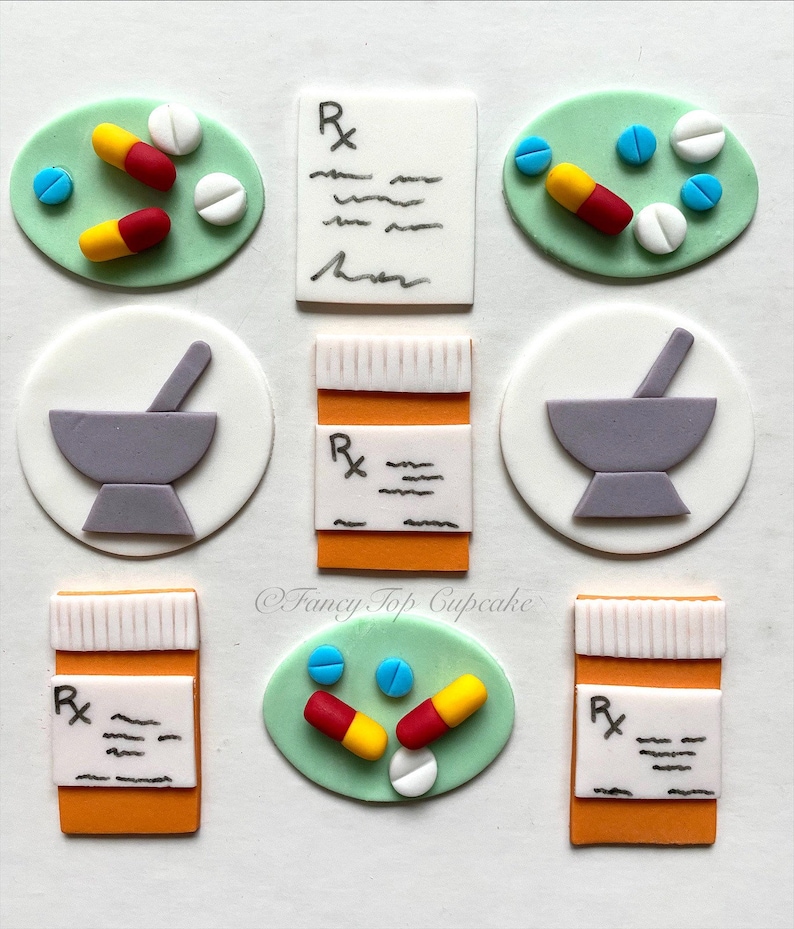 Doctor /pharmacy Fondant Handmade Cupcake Toppers Made by ...