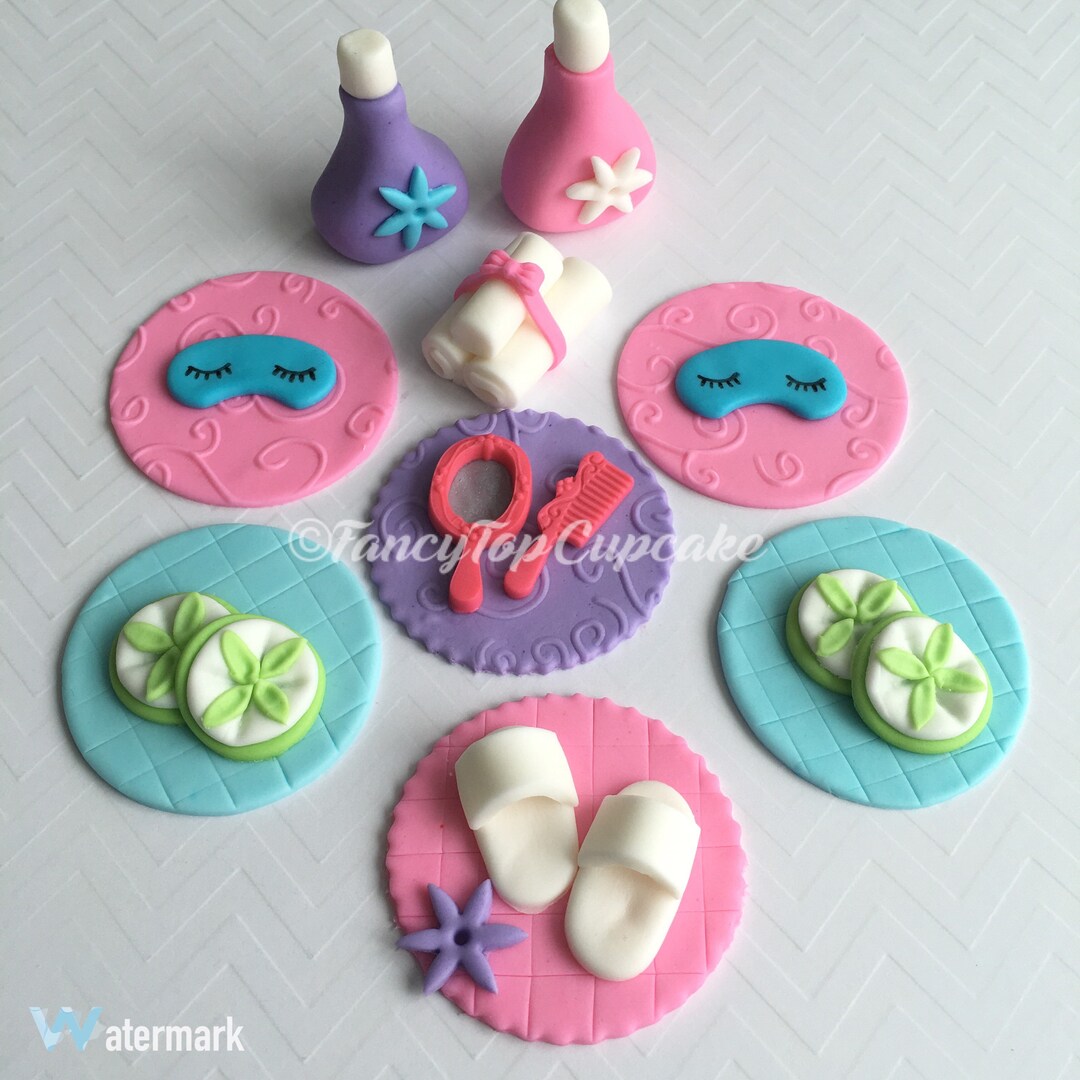 Spa/relaxation Day Themed Fondant Toppers Handmade by Fancytop Cupcake ...