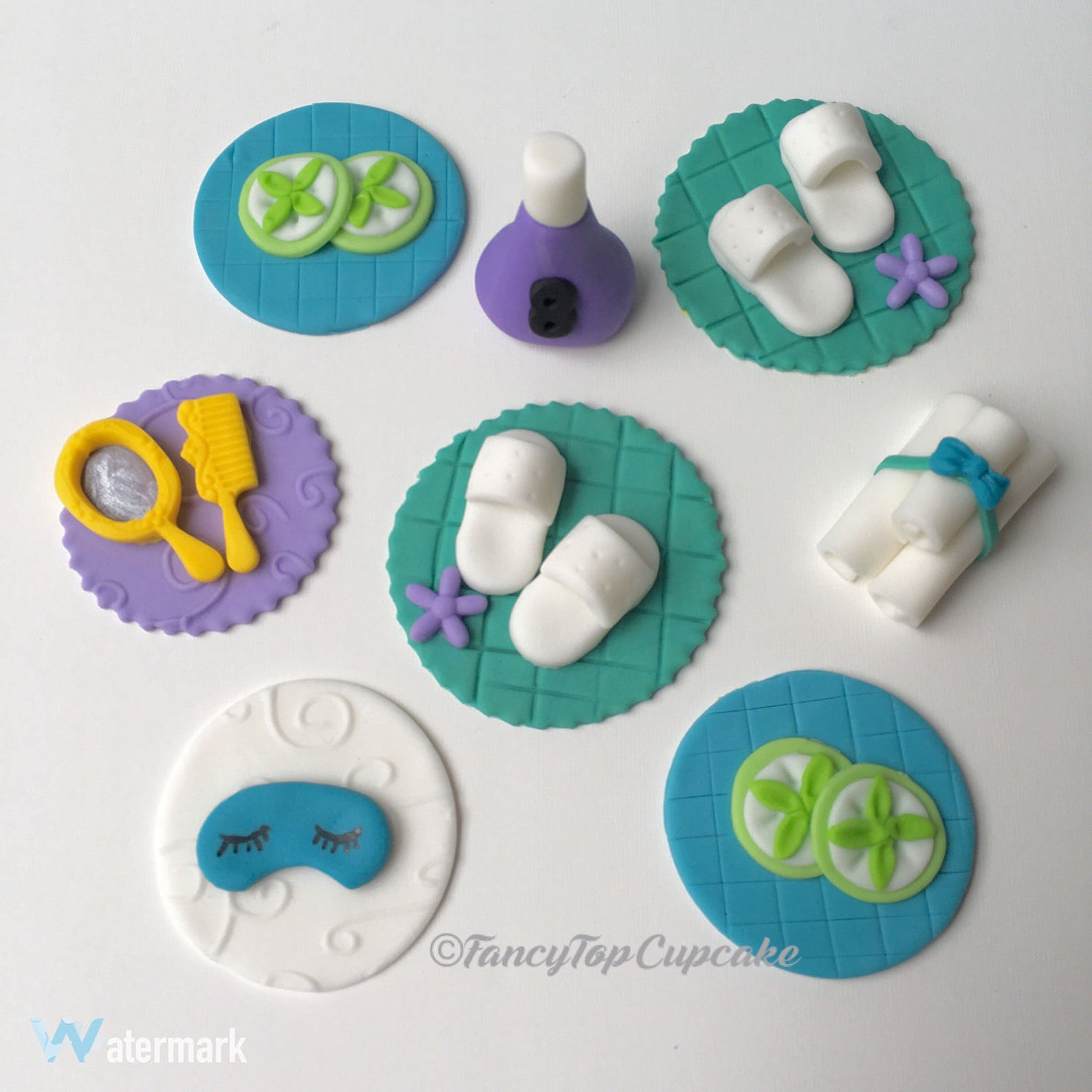 Spa/relaxation Day Themed Fondant Toppers Handmade by Fancytop Cupcake ...