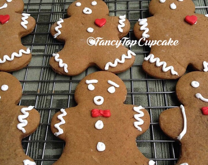 10-gingerbread Cookies With Fondant Hearts & Bow Ties Different Facial ...