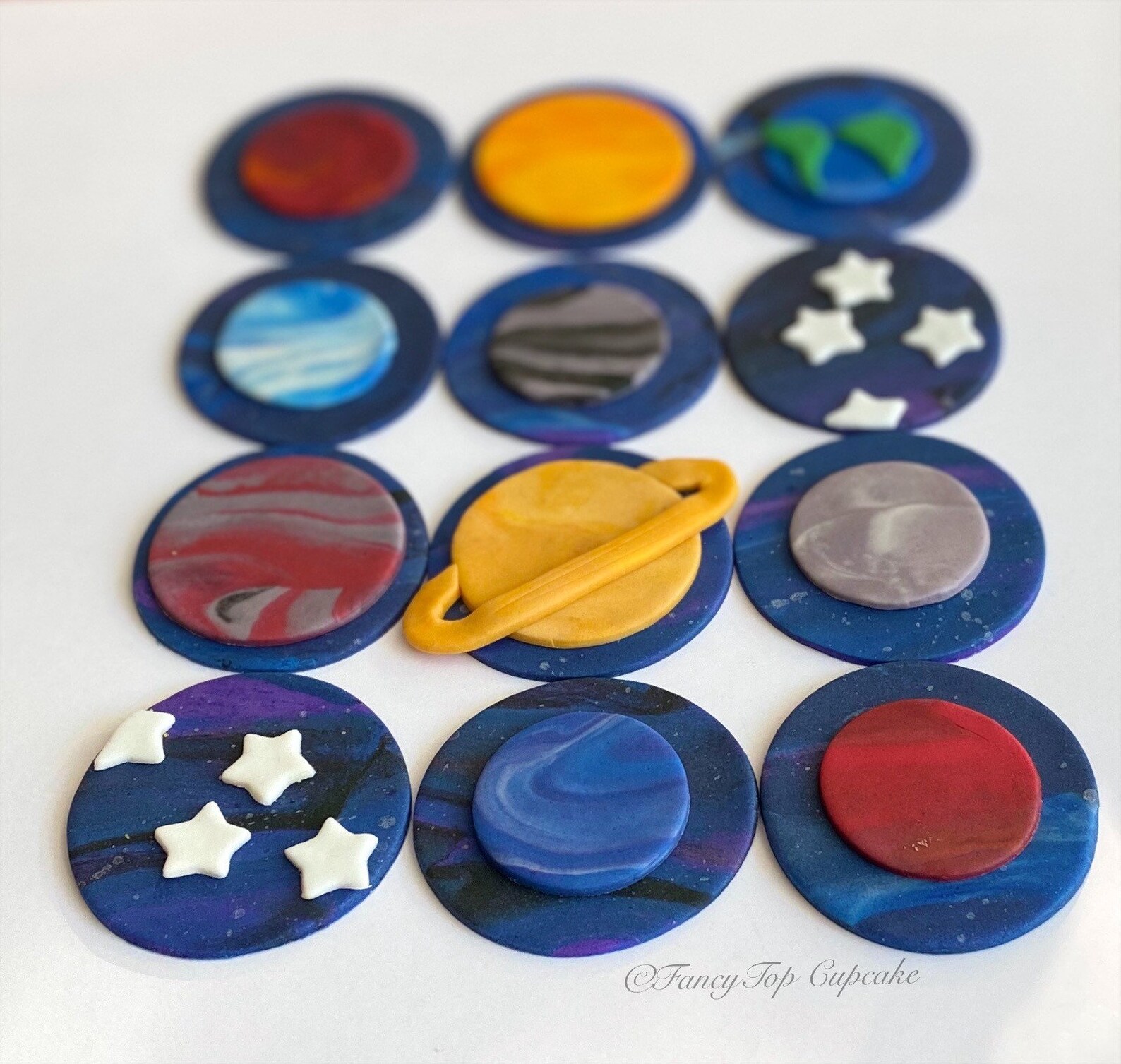 Galaxy Planets and Stars Fondant Cupcake Toppers - Etsy