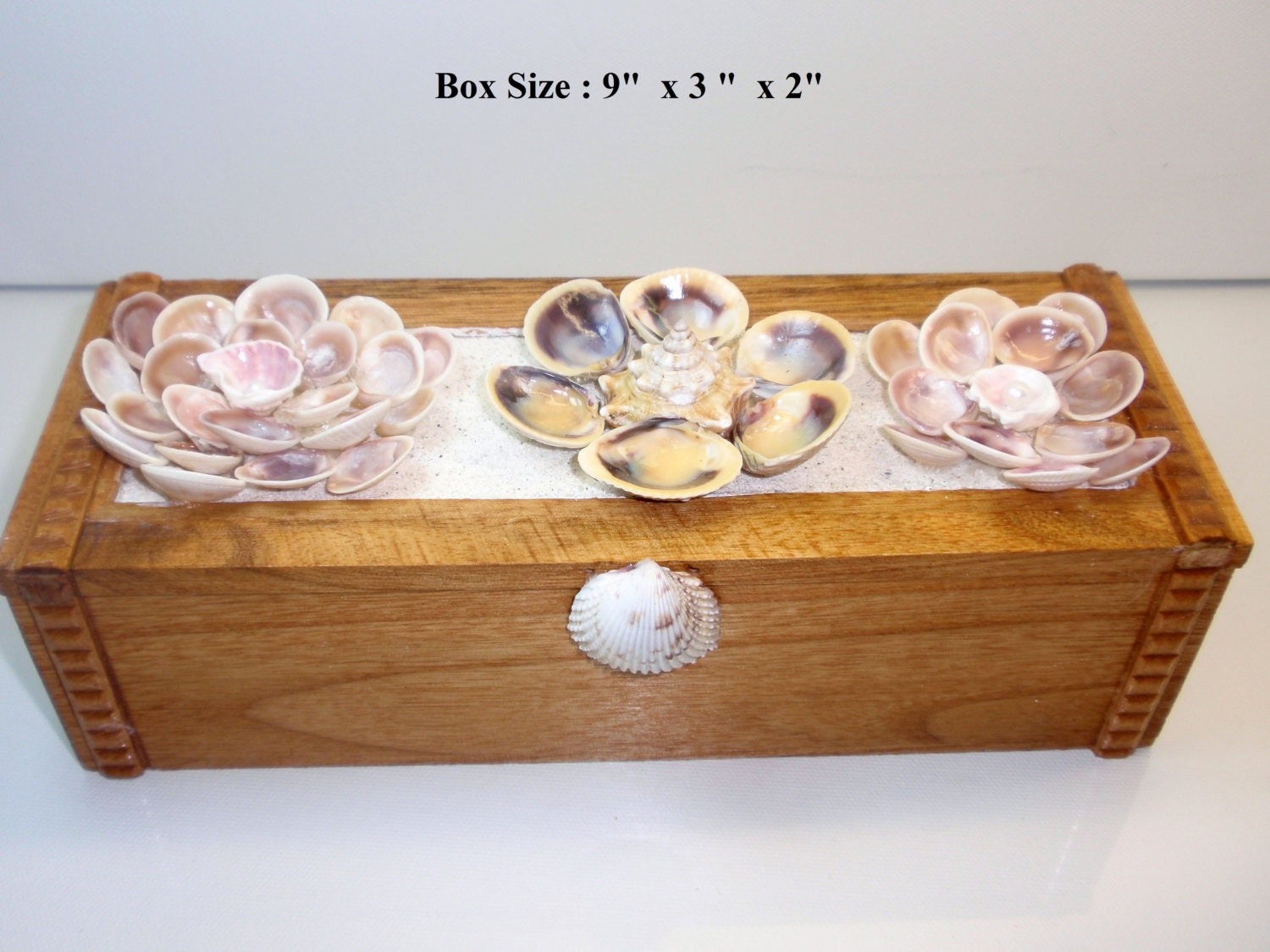 Wooden Box Decorated W/ Sea Shells and Sand. 100 % Handmade | Etsy