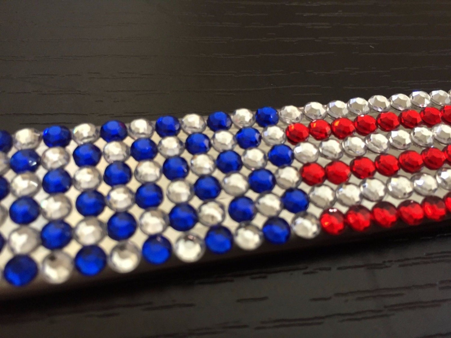 USA AMERICAN FLAG Diamond Bling Rhinestone Handmade Metal License Plate ...