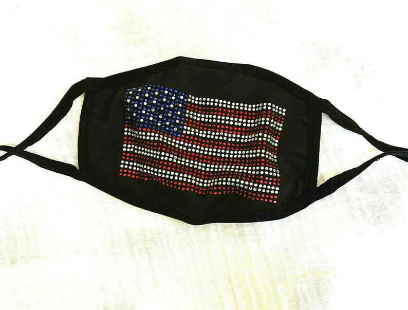 USA American Flag Bedazzled Crystal Diamond Bling Cloth Face - Etsy