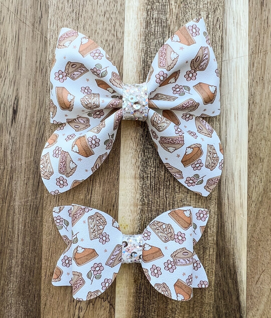 Pumpkin Pie Hair Bow Neutral Print With Pies Baking & - Etsy