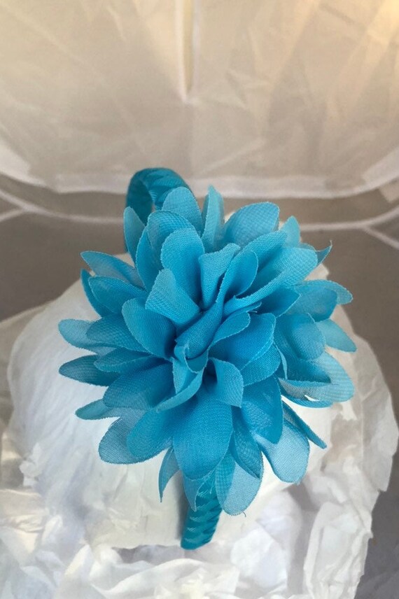 Turquoise Blue Flower Headband Women and Girls Blue Portrait | Etsy