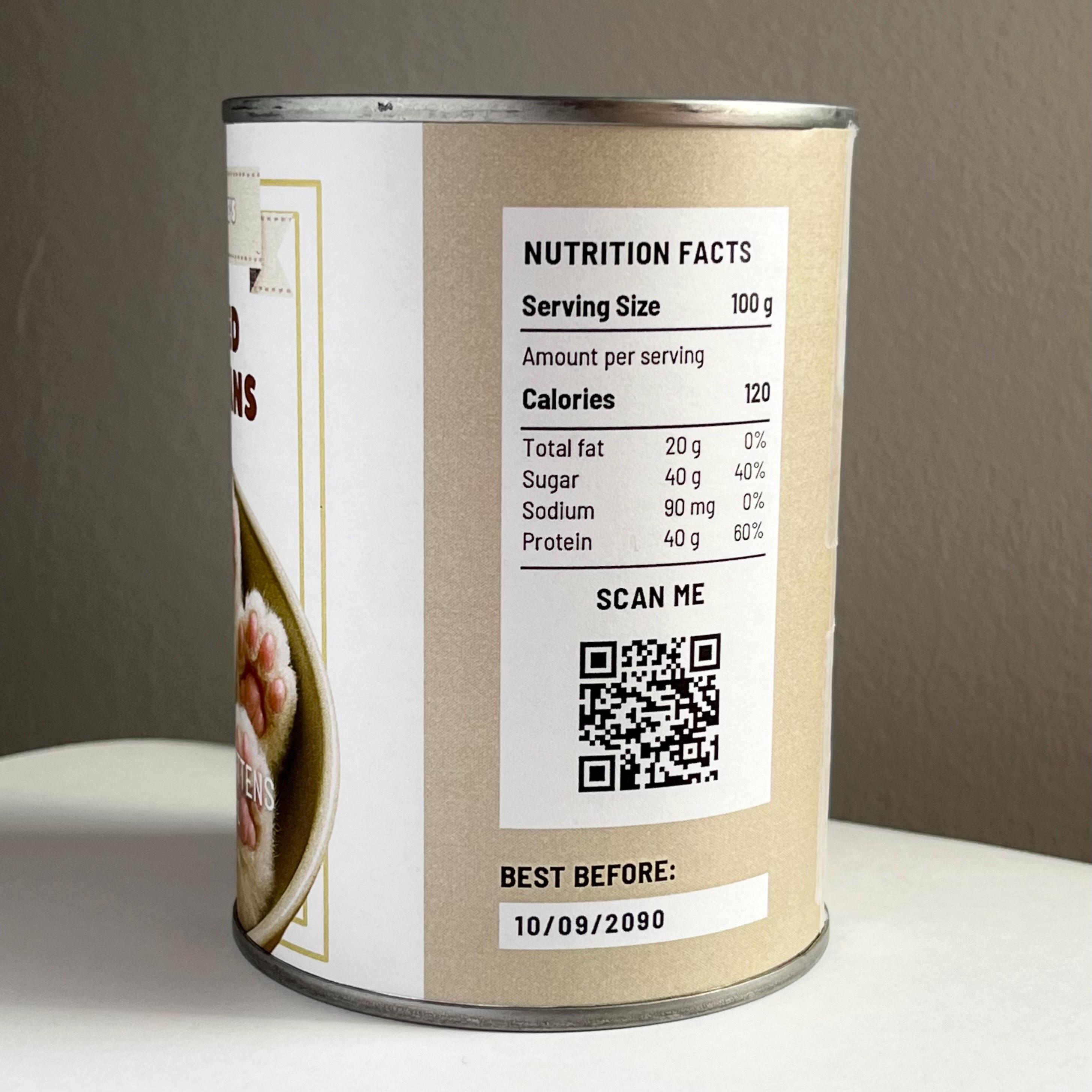 Kitten Toe Beans Prank Canned Food Label April Fool Gift Soup Can of ...