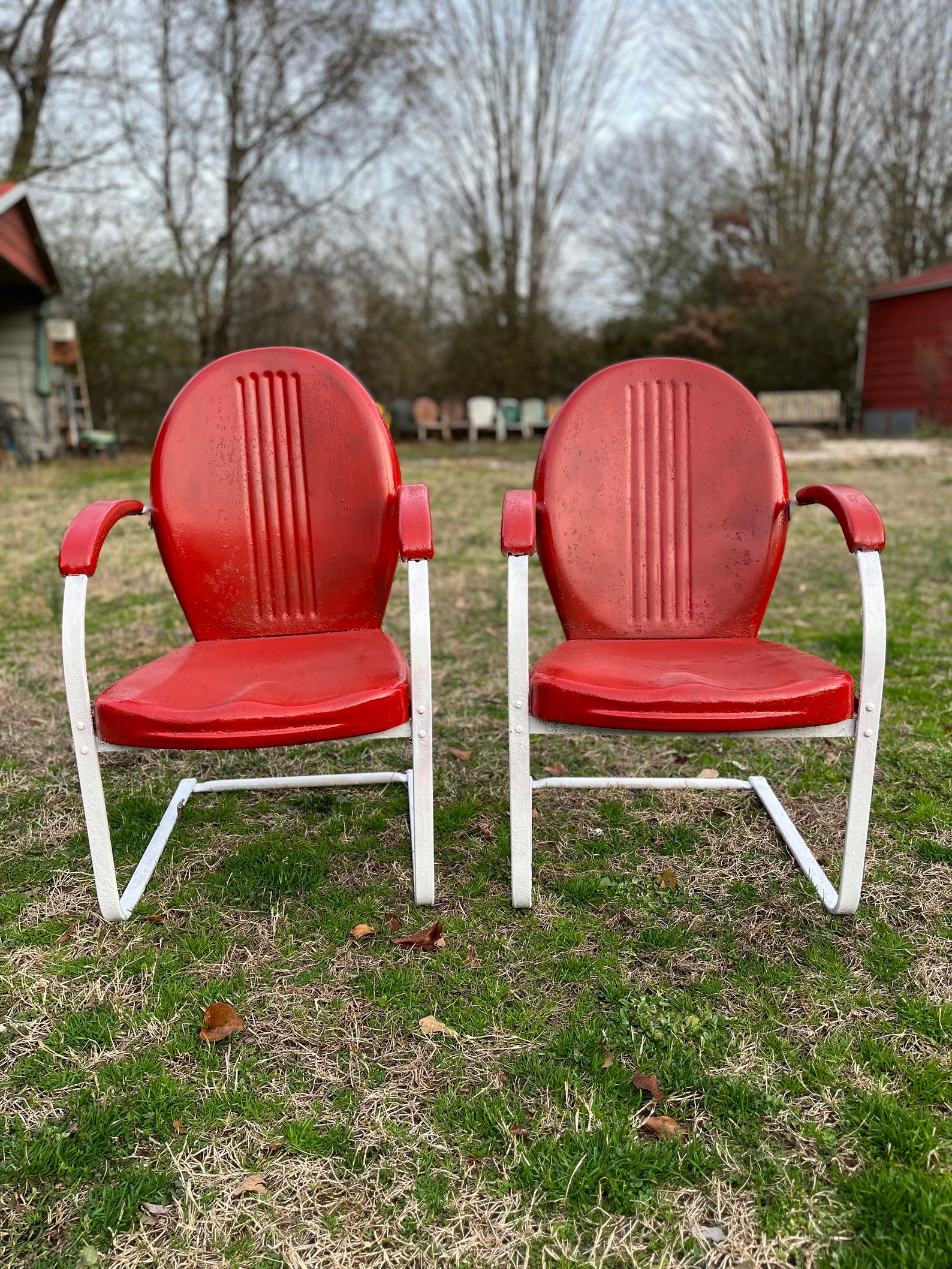 Vintage Set of Two 2 Mid-century Steel Metal Patio Chairs Spring ...