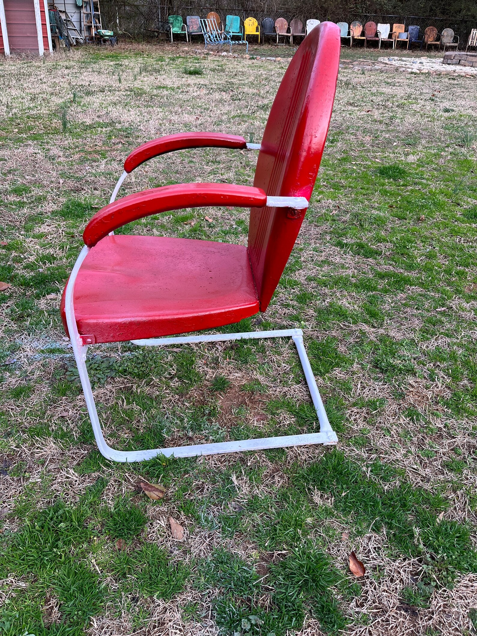 Vintage Set of Two 2 Mid-century Steel Metal Patio Chairs Spring ...