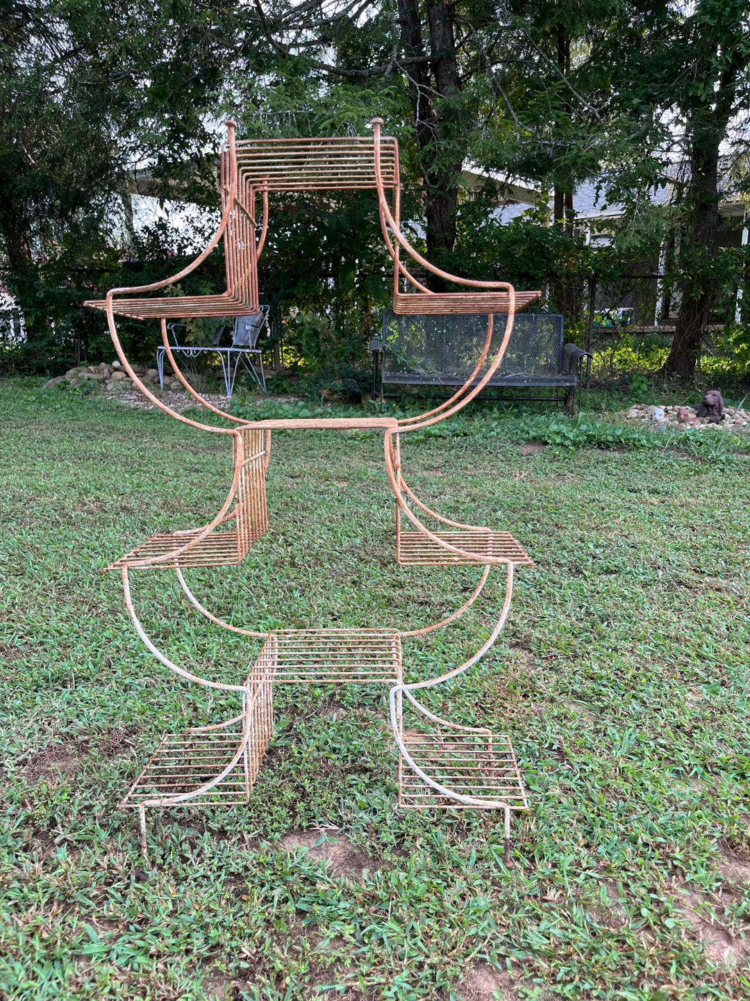 Vintage Mid Century Modern Atomic Iron Plant Stand, Shelf - Etsy