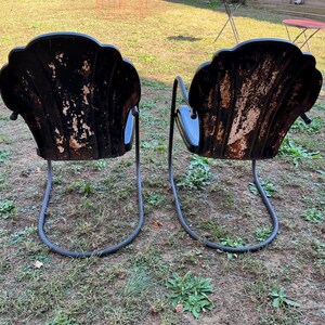 Vintage Set of Two Shellback Metal Motel Chairs Cantilevered Black ...