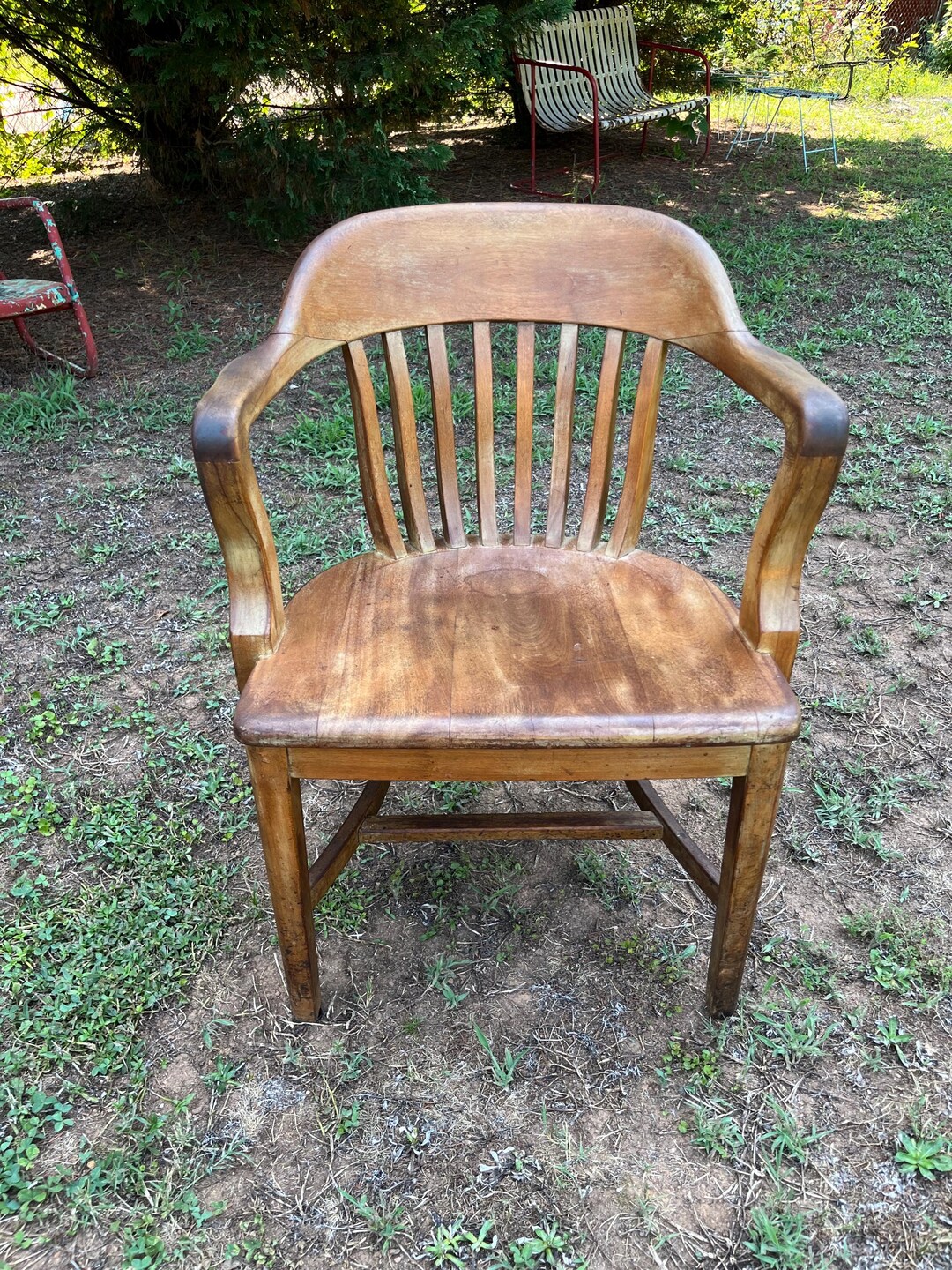 Vintage Bankers Chair Courtroom Armchair Library Arm Chair - Etsy