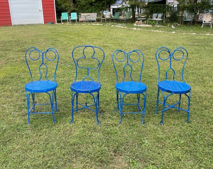 4 Ice Cream Chairs ~ Antique Twisted Wrought Iron Bistro Chairs ~ Set ...