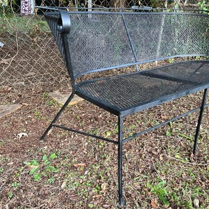 Vintage Wrought Iron and Mesh Bench and Coffee Table Salterini Style - Etsy