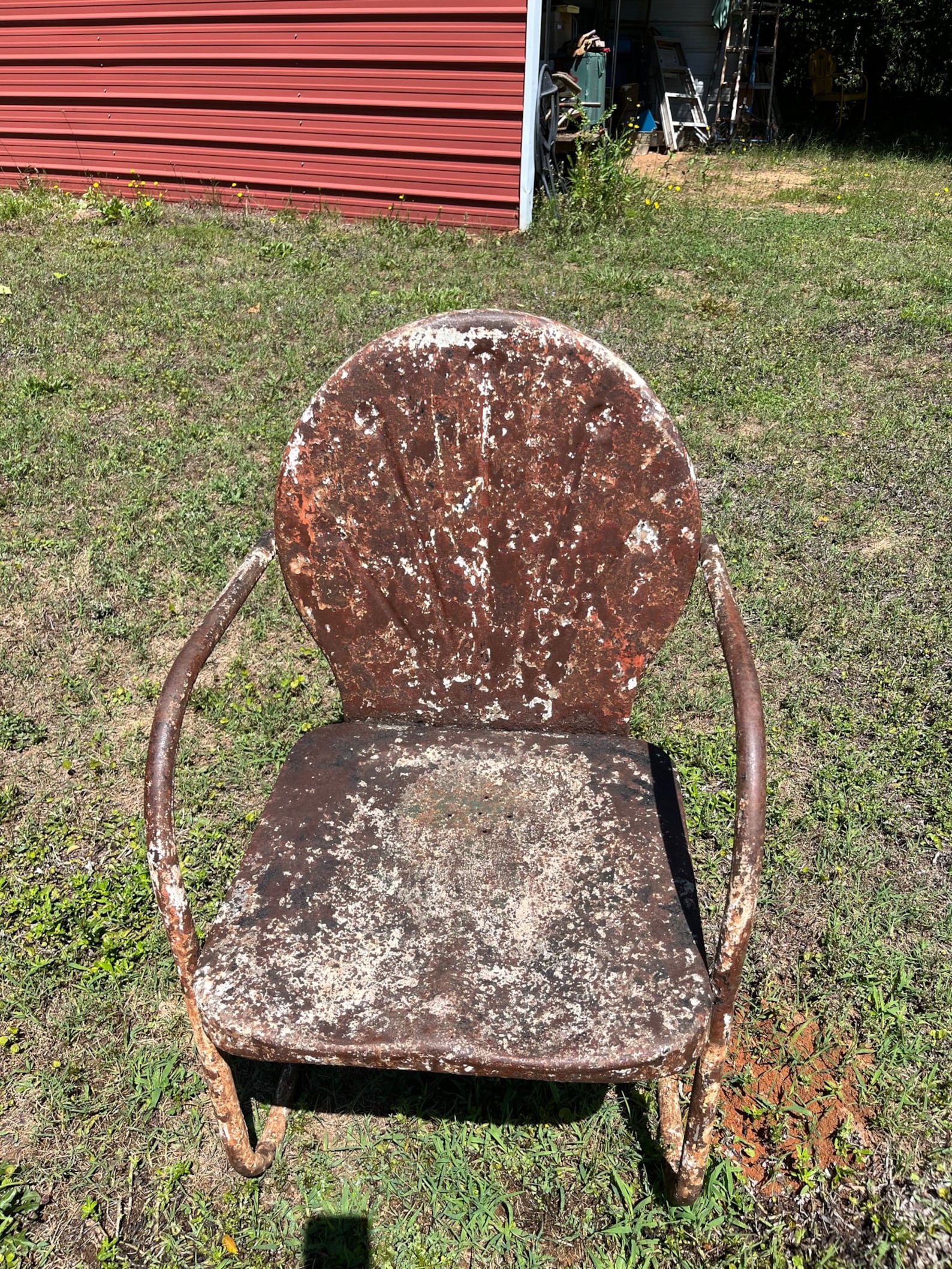 Vintage Weathered Metal Motel Patio Chair Rustic Cantilevered - Etsy