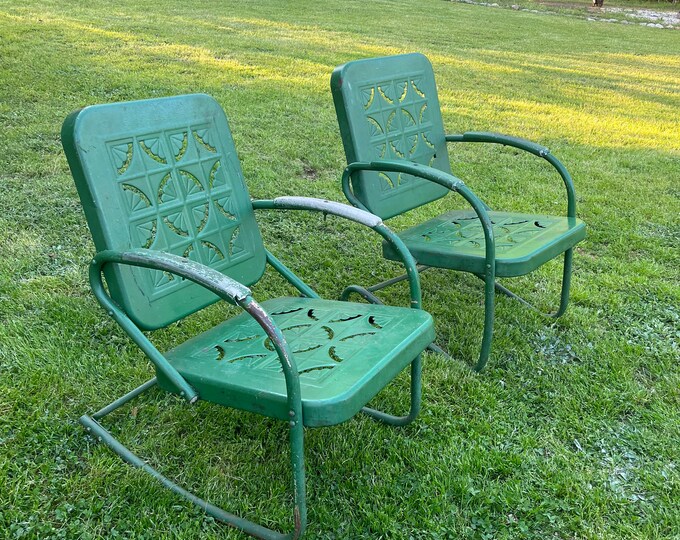 Vintage Set of Metal Motel Patio Chair and and Rocker - Etsy