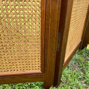 Vintage Mid Century Modern Wood and Cane Screen Room Divider, Partition ...