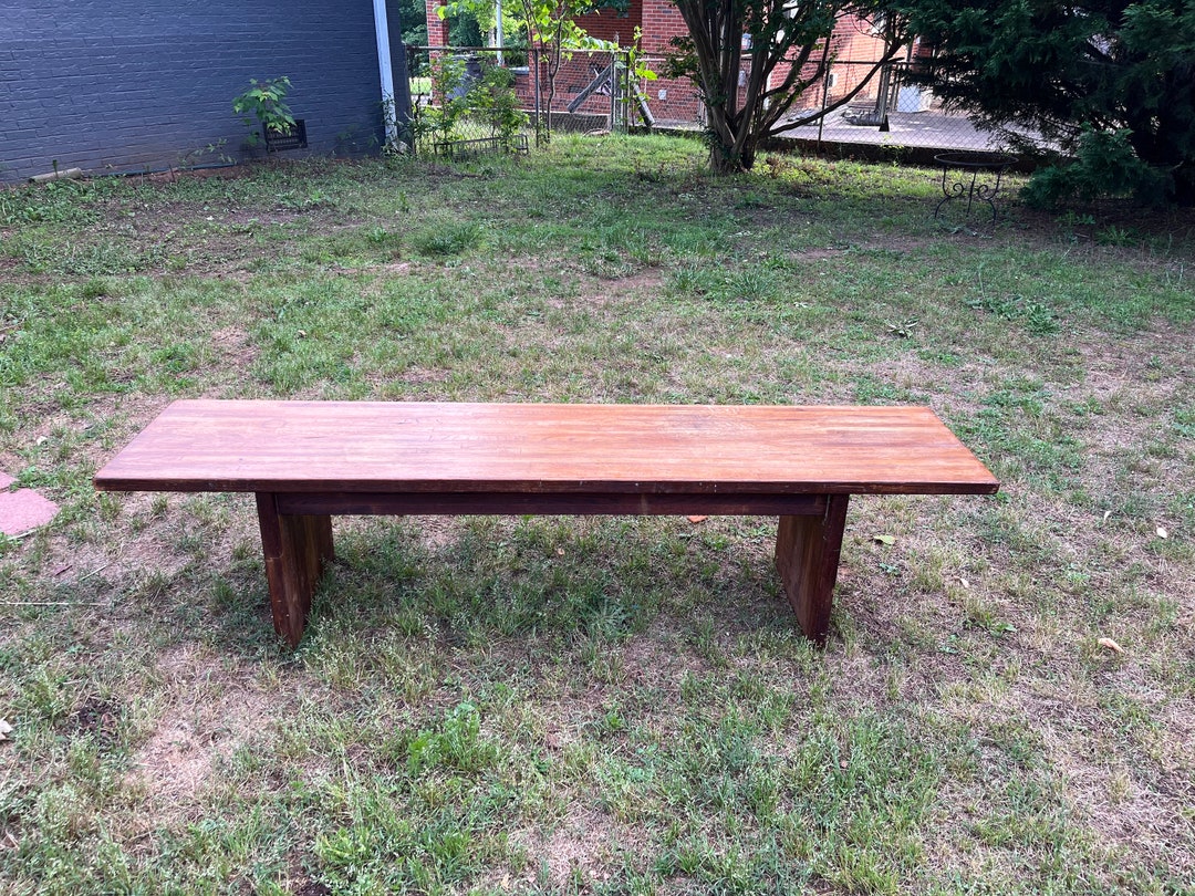 Vintage Heavy Long Slatted Wood Bench Entryway or Coffee Table - Etsy