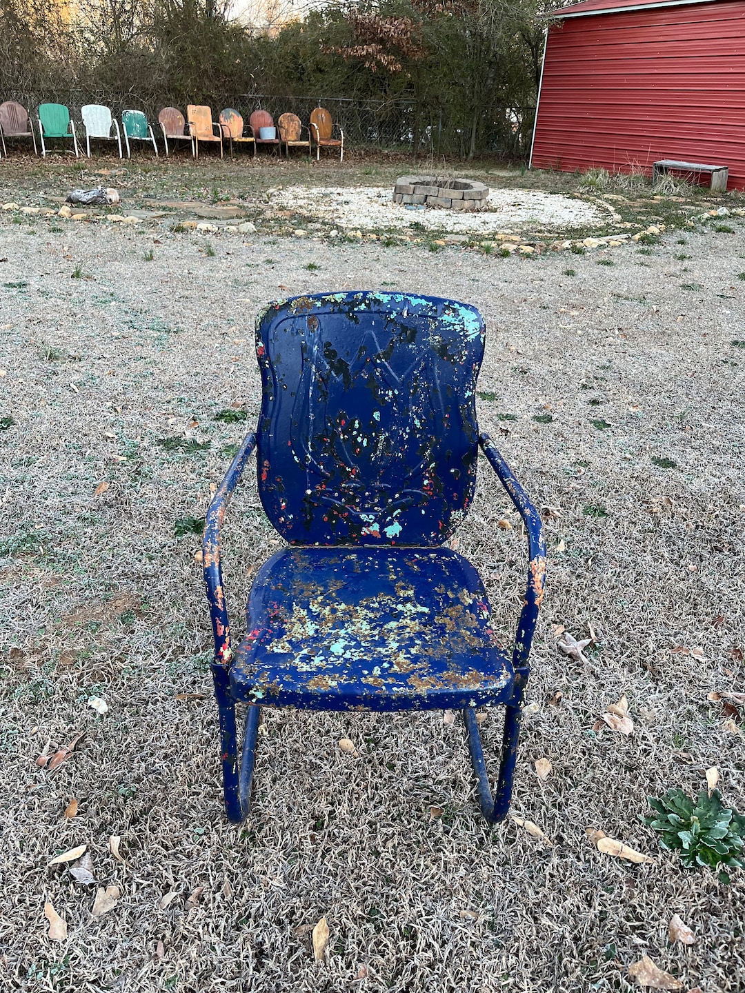 Vintage Weathered Metal Motel Patio Chair Tulip Design Rustic ...